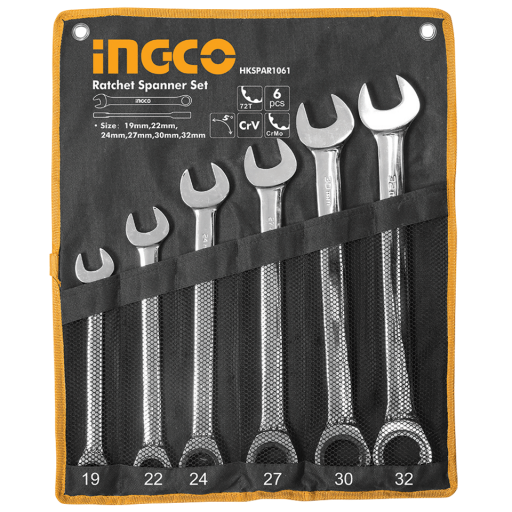 Spanners, Ingco - Ratchet Spanner Set, 6 Pieces